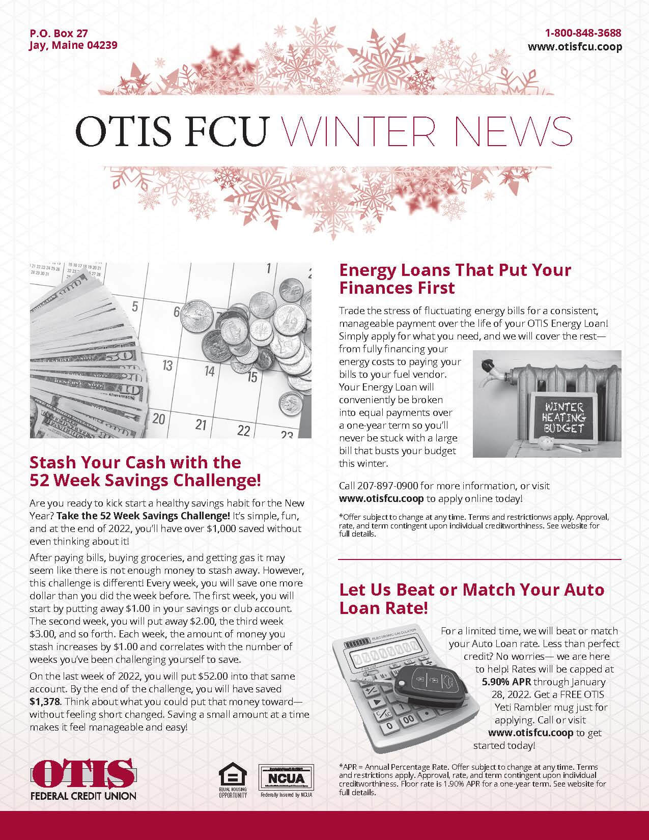 OTIS Winter Newsletter 2021 | OTIS Federal Credit Union | Maine Credit ...