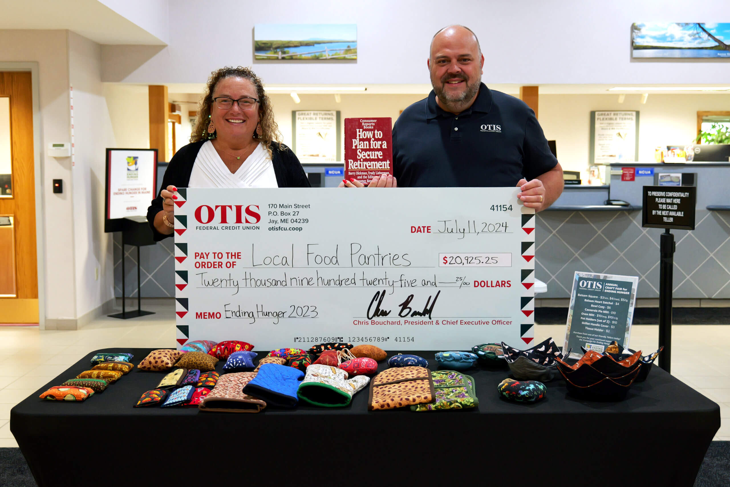 OTIS FCU Donates to Thirteen Local Food Pantries